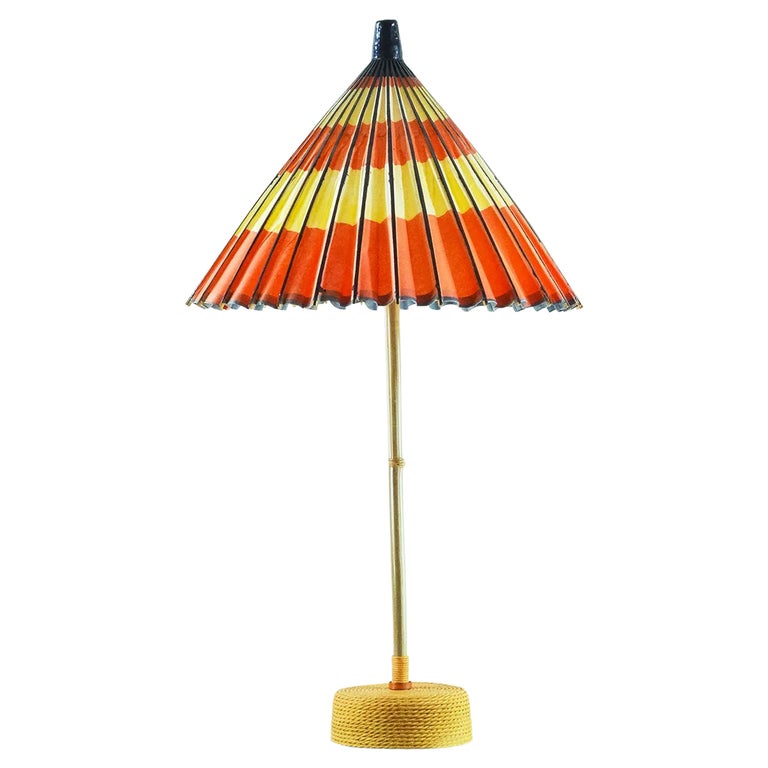 'World's Fair' Bamboo Lamp with Upcycled Parasol Shade by Christopher ...