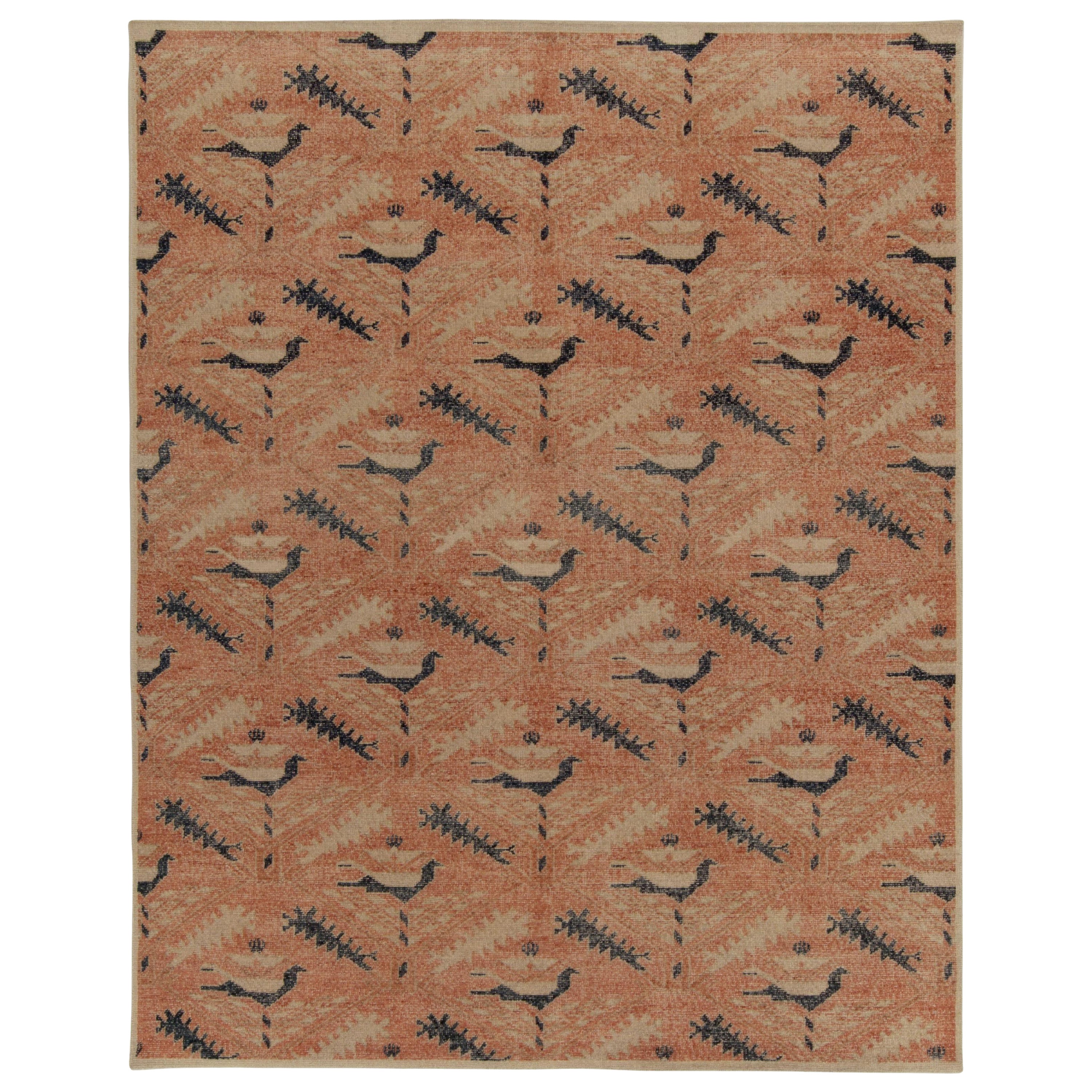 Rug and Kilim’s Distressed Kuba Style Rug in Red with Orange Tribal ...