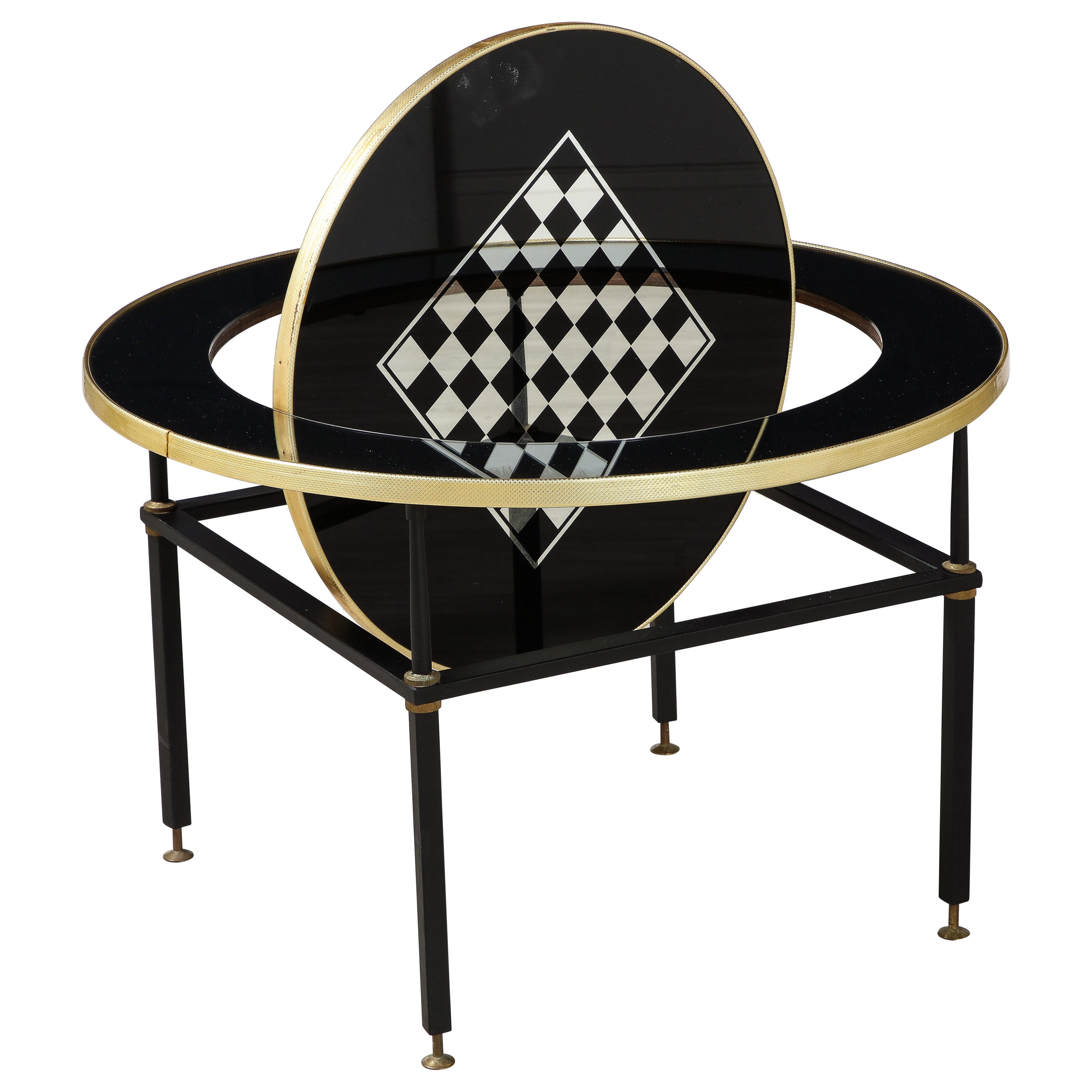 Cristal Arte Glass Table with Chess Board and Musical Motif, circa 1955 ...
