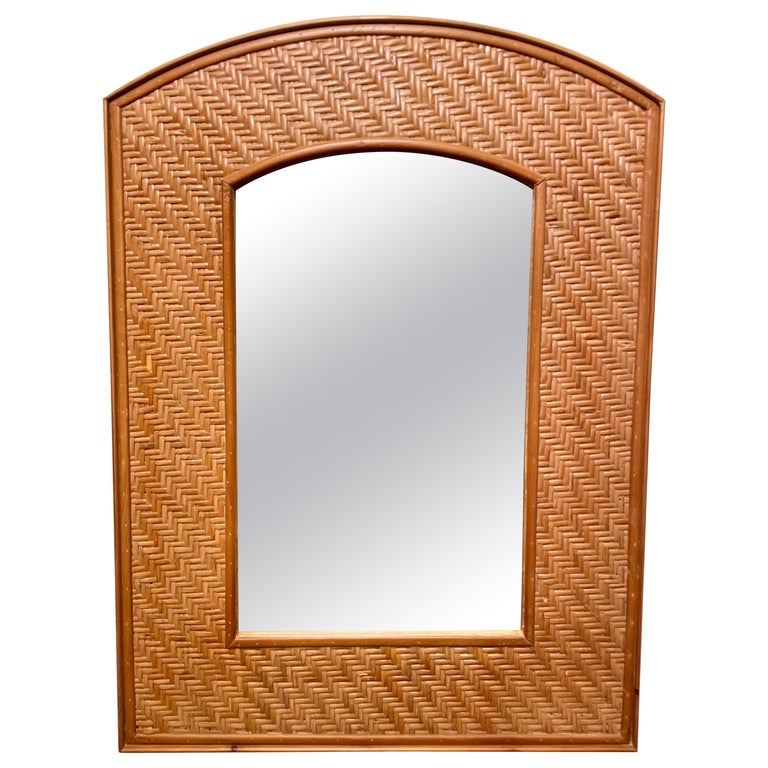 Woven Rattan Arch Top Mirror For Sale at 1stDibs