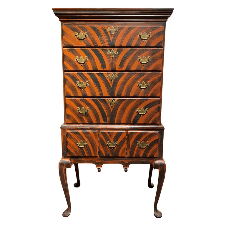 Perry Hopf Grain Painted, Maine High Chest or Highboy For Sale at 1stDibs