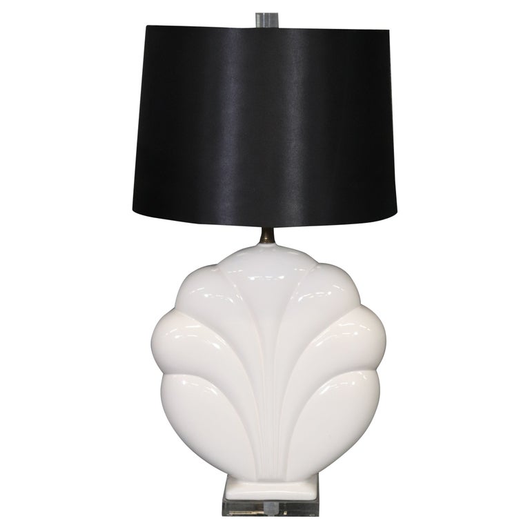 Unique White Glass and Lucite Art Deco Designed Mid-Century Lamp For ...