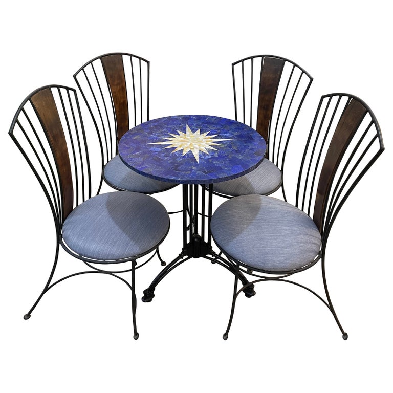 Pietra Dura Cafe-Tisch aus Lapislazuli und Perlmutt mit vier ...