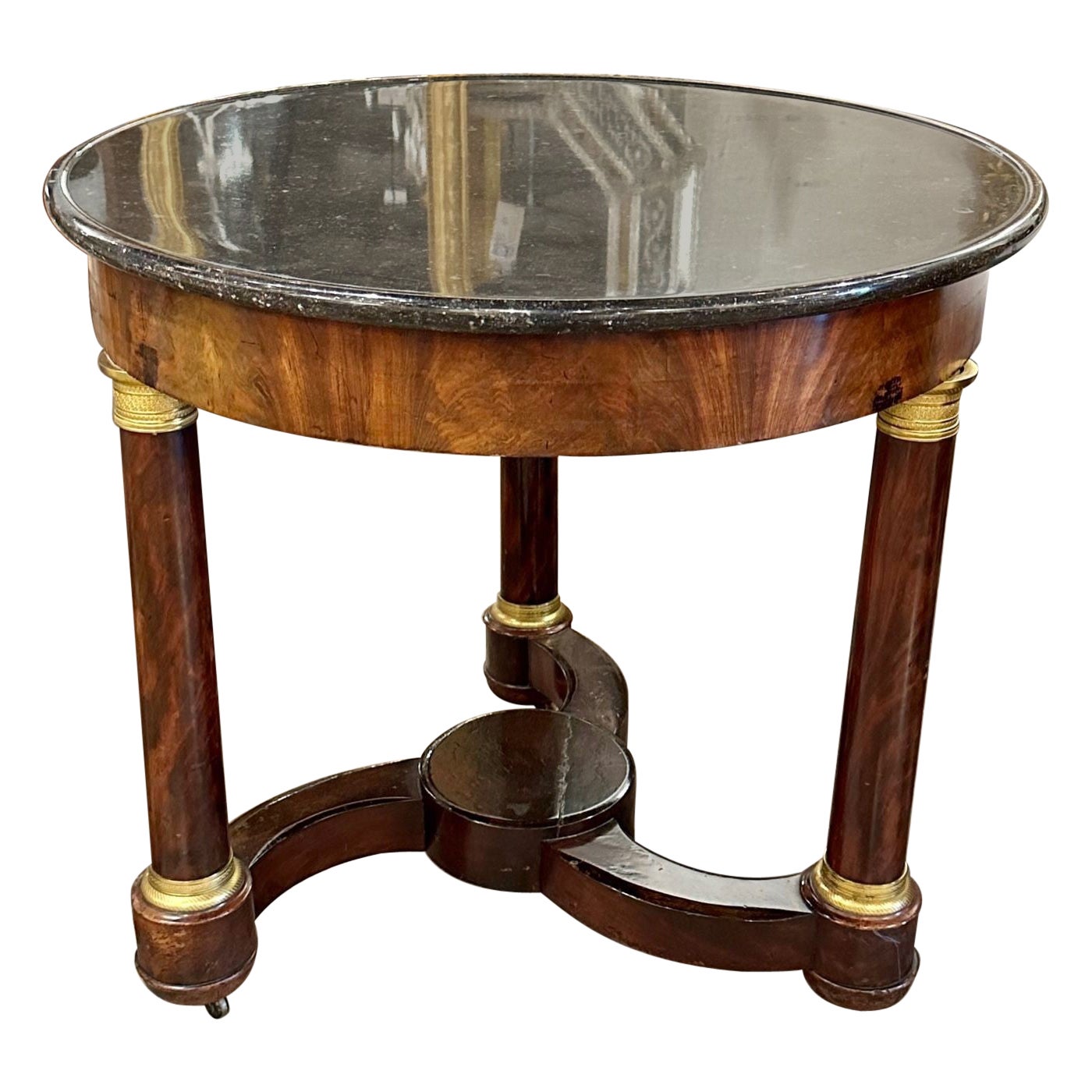 Antique French Style Horner Bros Carved Flame Mahogany Center Table ...