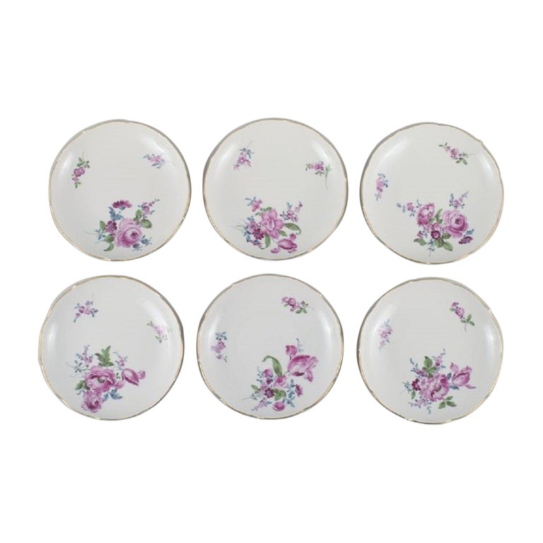 Six antique Meissen plates in porcelain. Approx. 1900 For Sale at 1stDibs