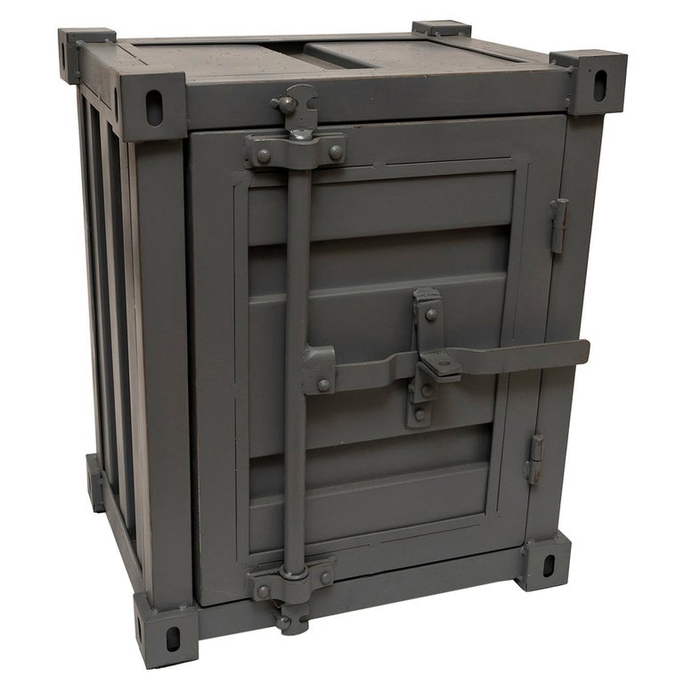 Safe Sidetable Metal Painted Grey 22" high For Sale at 1stDibs