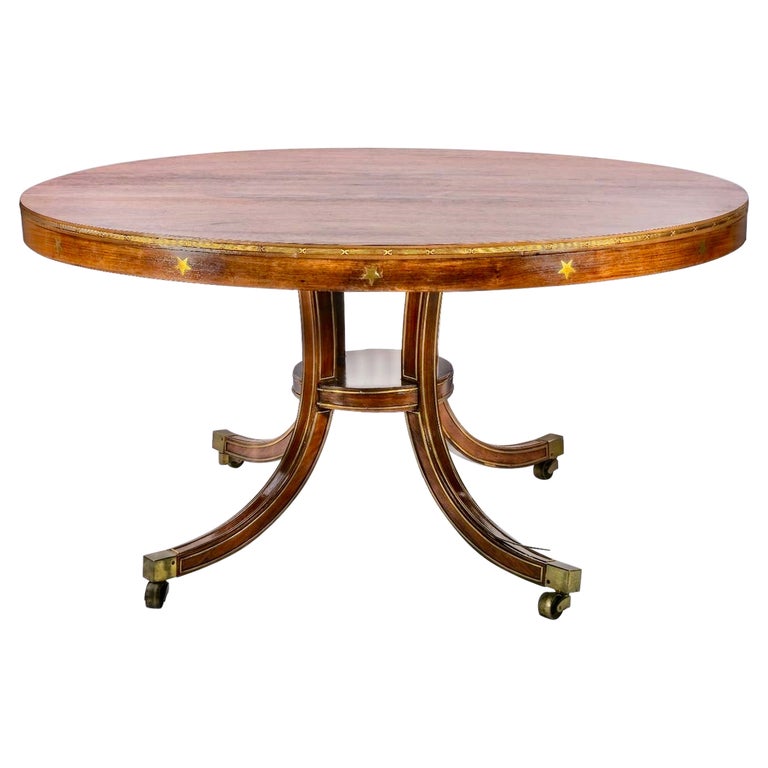 Regency Rosewood and Brass Inlaid Center or Round Dining Table at 1stDibs