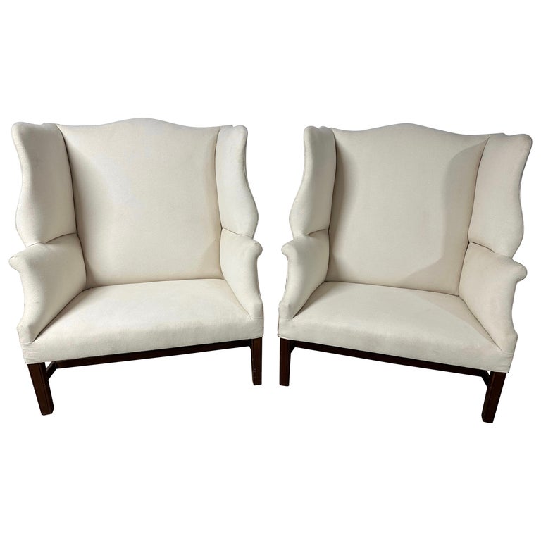 Pair of Georgian Style Wing Chairs For Sale at 1stDibs
