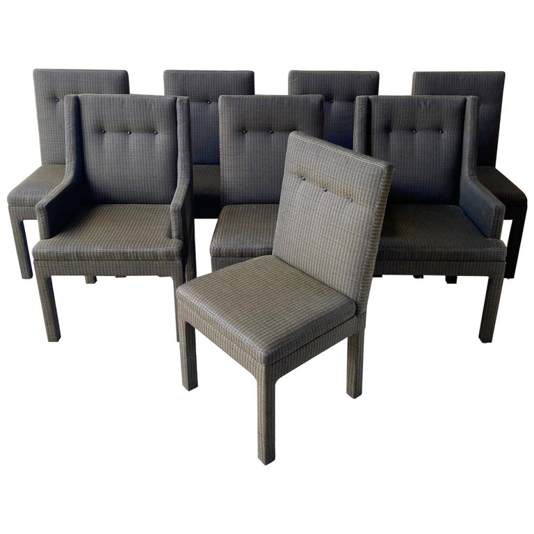 Postmodern Charcoal Black and Green Tufted Parsons Dining Chairs - Set ...
