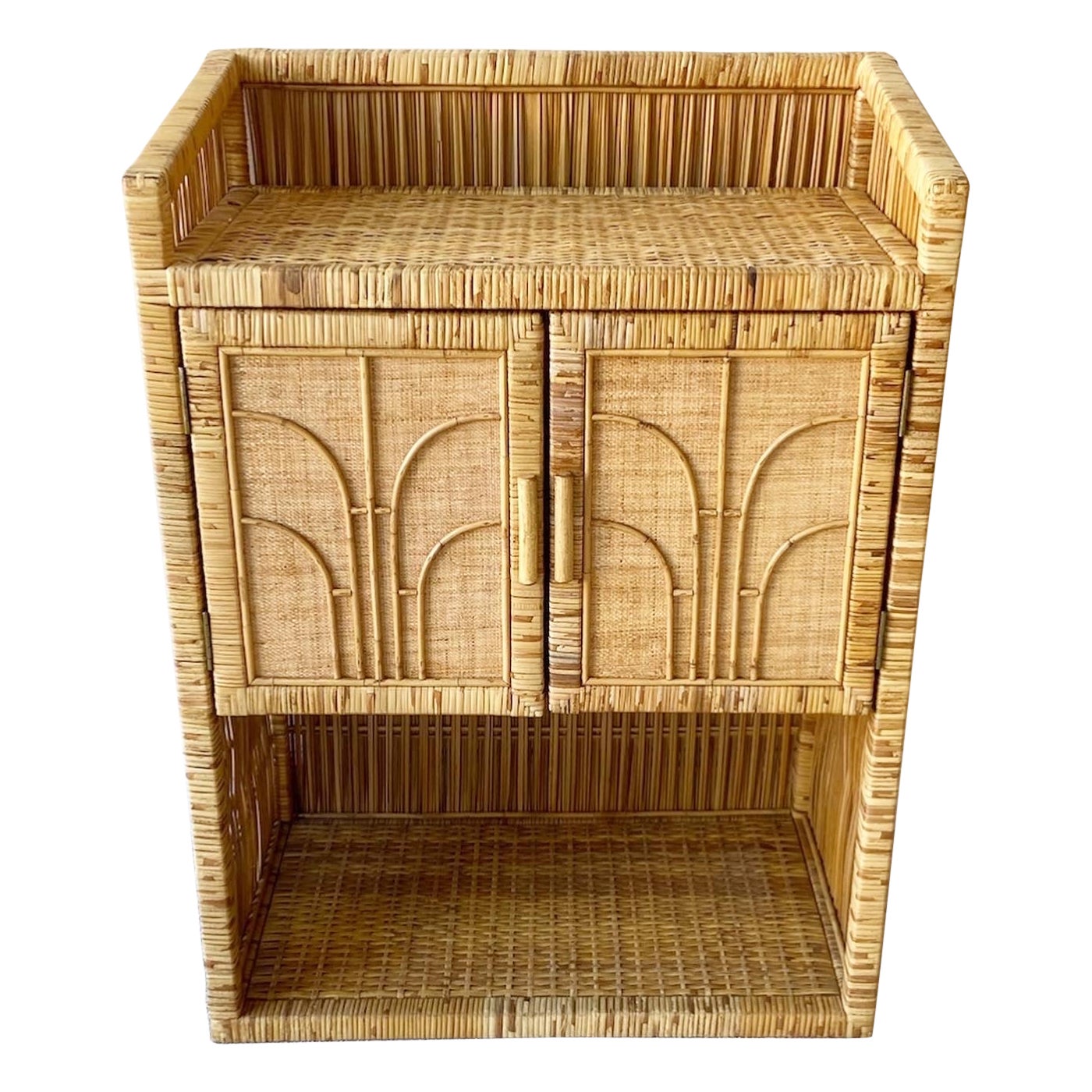 Boho Chic Bamboo Rattan Swivel Bar Stools For Sale at 1stDibs