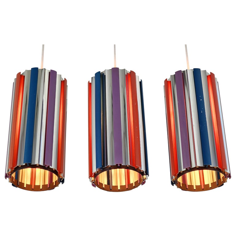 1970s Lightolier Colorfull Aluminium Louvered Pendants , USA For Sale ...