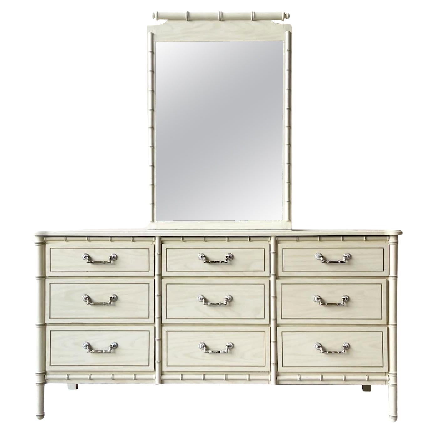 Antique Styled by Park American Federal Cherry Lowboy Chest and Mirror ...
