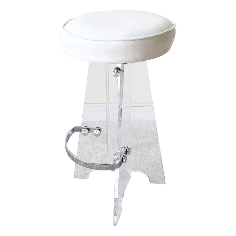 Mid-Century Modern Lucite and Chrome Bar Stool For Sale at 1stDibs