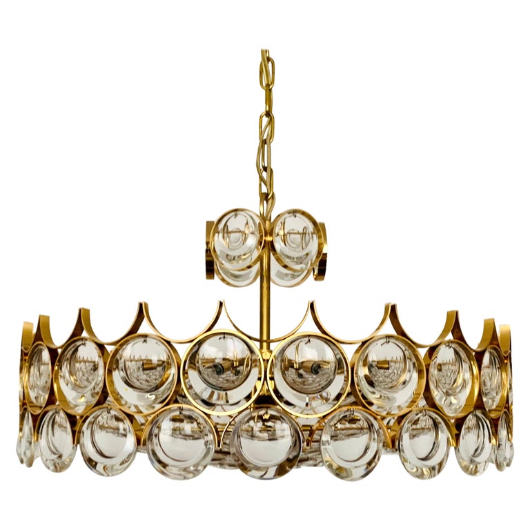 Grand lustre en verre de cristal de Palwa sur 1stDibs