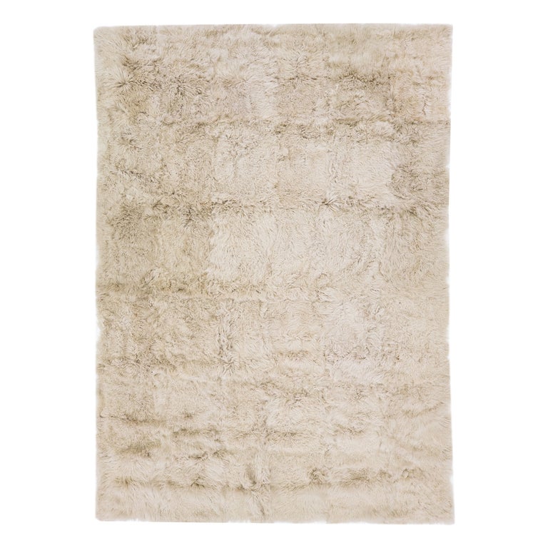Beige Modern Mohair Handmade Organic Wool Rug For Sale at 1stDibs