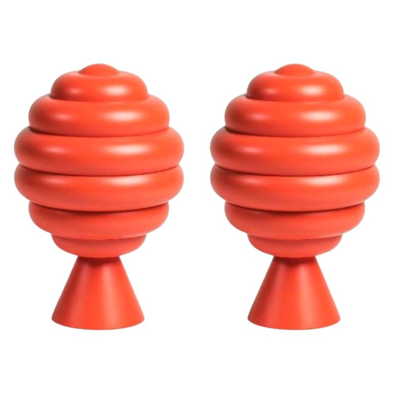 Set of 2, Small Beebee Jars, Orange by Made By Choice For Sale at 1stDibs