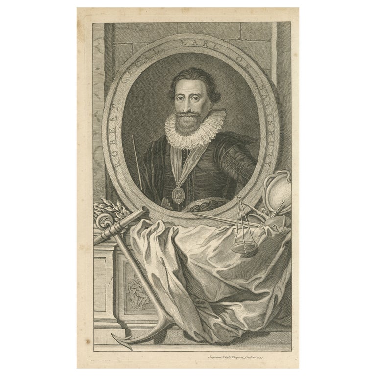 Antique Portrait of Robert Cecil, 1st Earl of Salisbury For Sale at 1stDibs