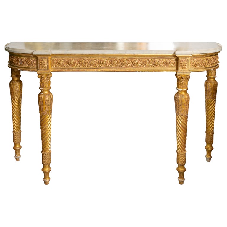 Louis XVI Style Gilt Console with Marble Top For Sale at 1stDibs