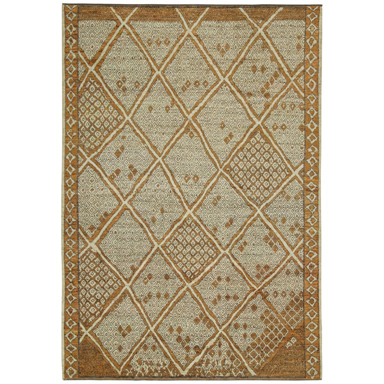 Rug and Kilim’s Moroccan Style Rug in Rust with Beige and Gray ...