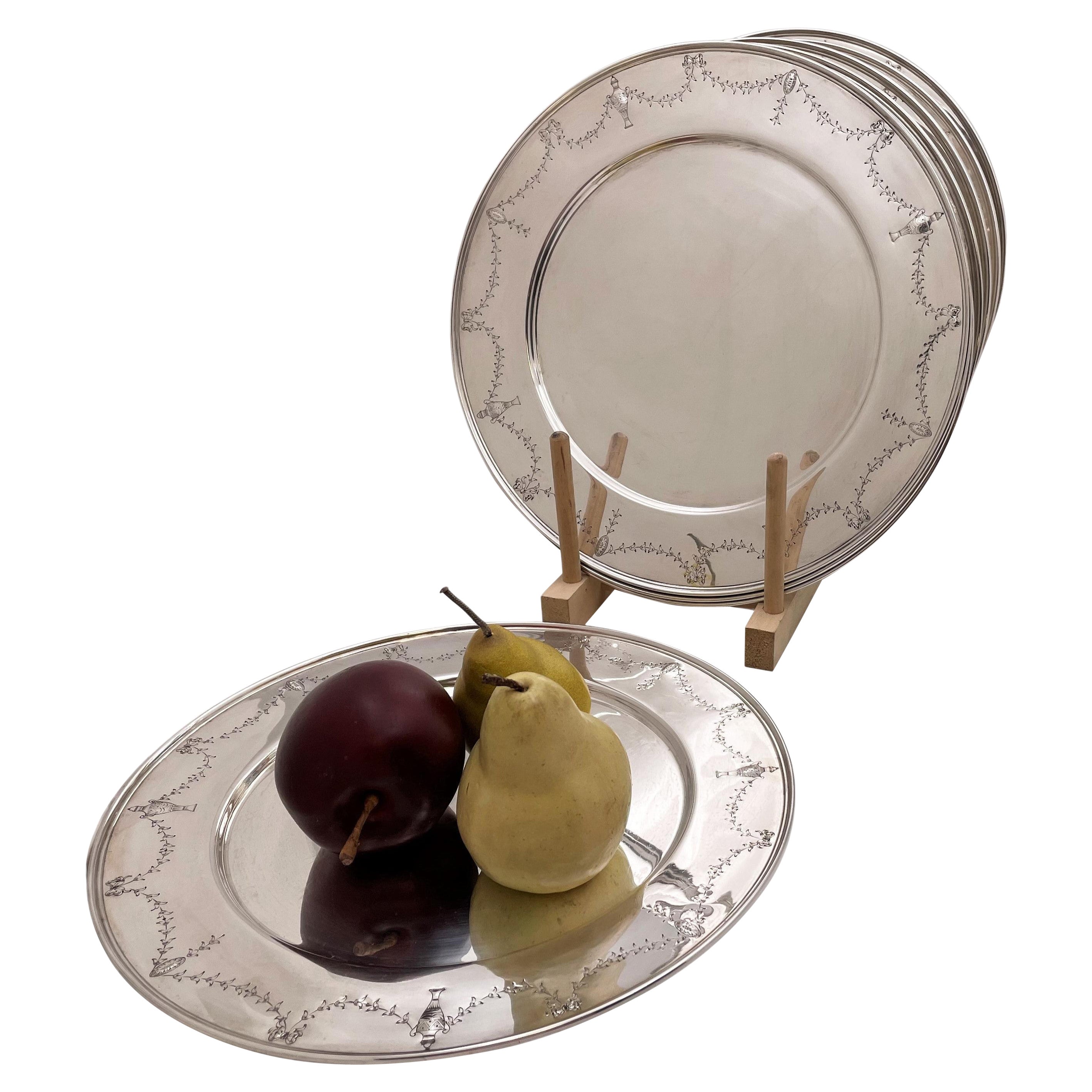 International Silver Co. Silver Plate Flower Plates, Set of 7 For Sale ...