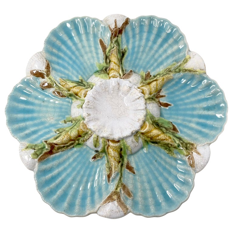 Antique English "George Jones" Majolica Porcelain Blue Oyster Plate ...