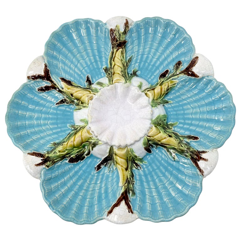 Antique English "George Jones" Majolica Porcelain Blue Oyster Plate ...