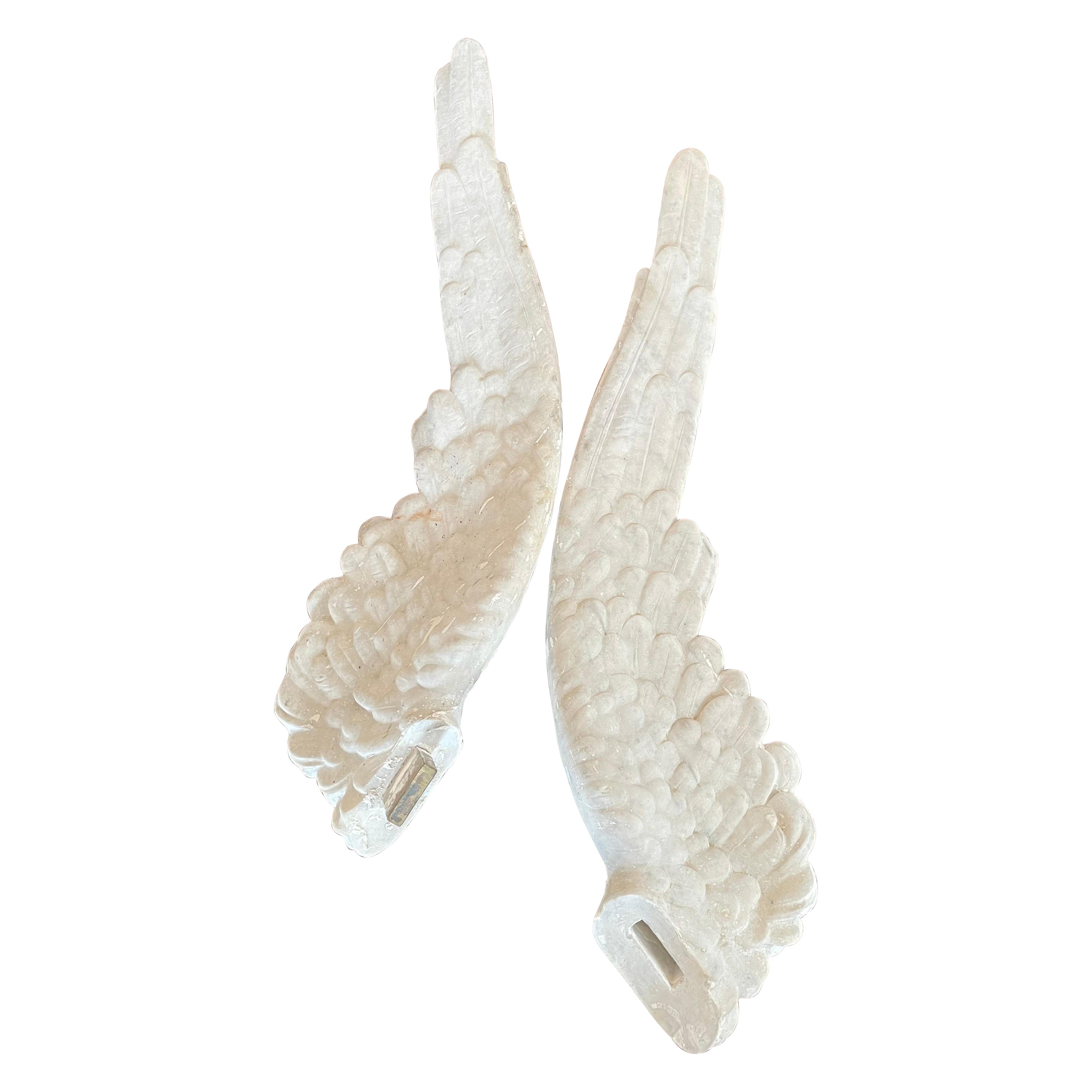 Turn of the Century Italian Carrara Marble Angel Wings at 1stDibs