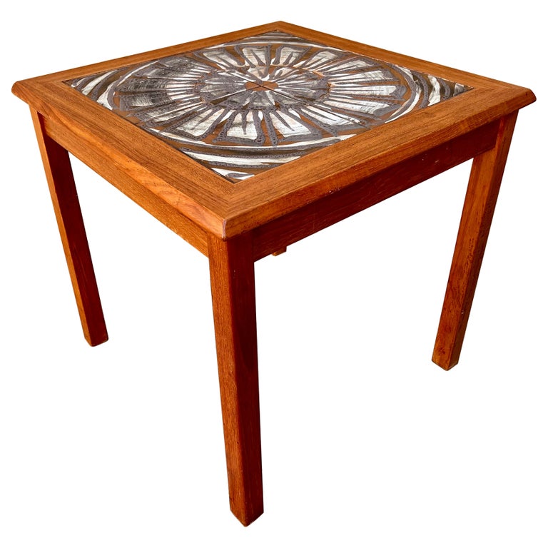 Mid Century Danish Modern Side Table With Ceramic Tile Inlays by Toften ...