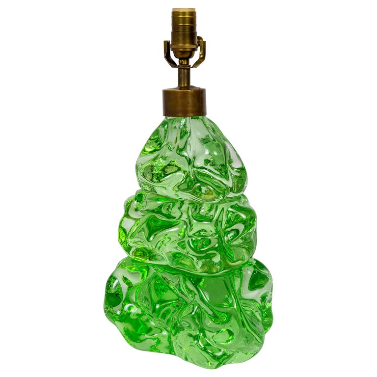 Transparent Green Glass Organic Form Lamp For Sale at 1stDibs