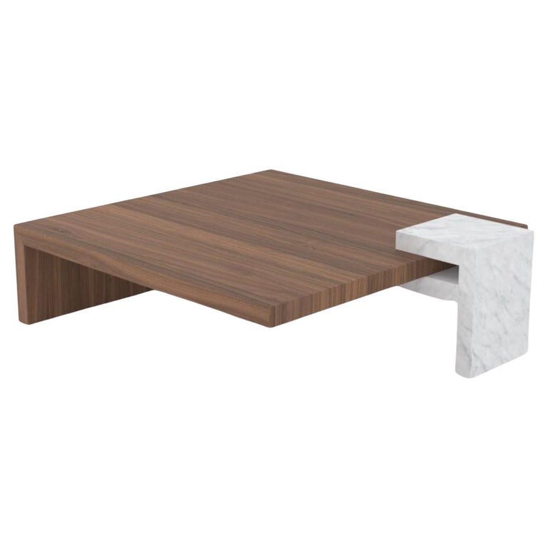 Yume Walnut + White Carrara Square Coffee Table by Joyful Homes For ...
