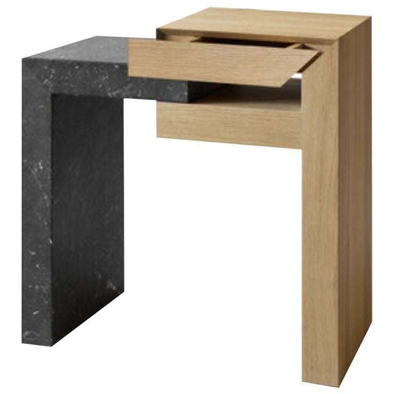 Yume Oak + Nero Marquina Stone Bedside Table by Joyful Homes For Sale at 1stDibs