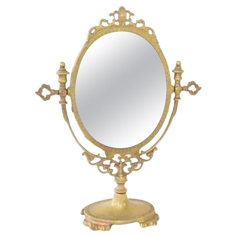20th Century French Table Mirror in Gilded Bronze with Rich Decoration ...