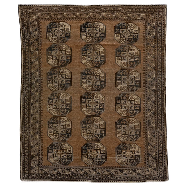 Handmade Antique Turkmen Persian Wool Rug with Allover Octagonal ...