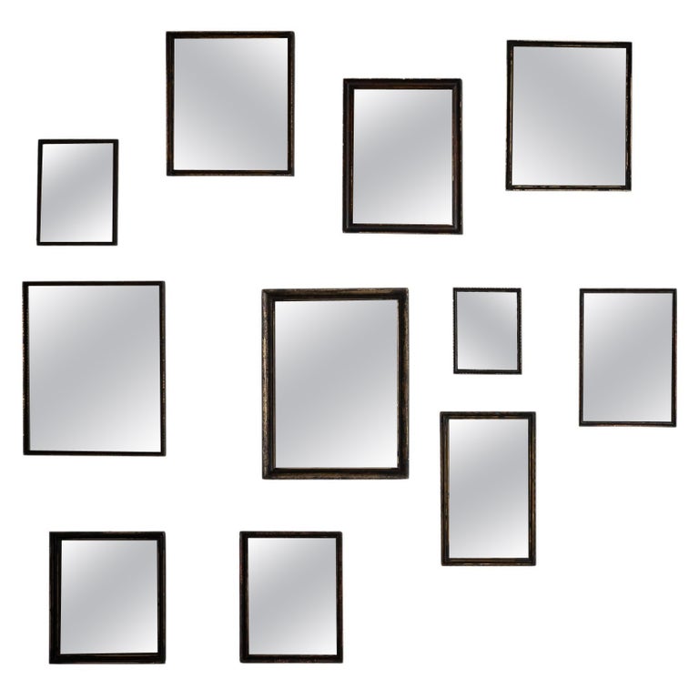 Antique French Ebonized Mirror Set, Set of Eleven For Sale at 1stDibs