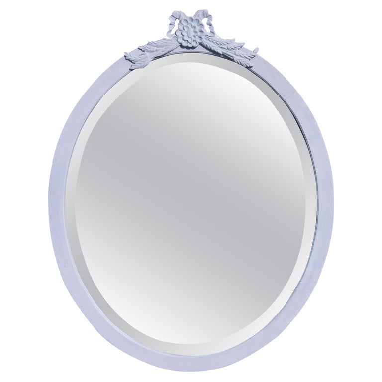 Large Oval Beveled Mirror, Hand Carved and Hand-Cut in Lilac For Sale ...