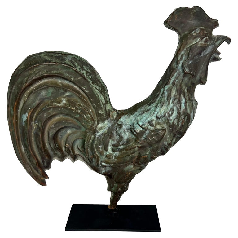 Early 20th C. Copper Rooster on Iron Base For Sale at 1stDibs