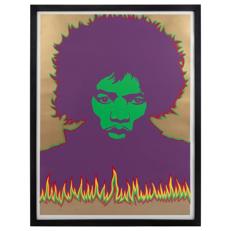 Larry Smart ‘Fire’ Jimi Hendrix Screen Print, 1967 For Sale at 1stDibs