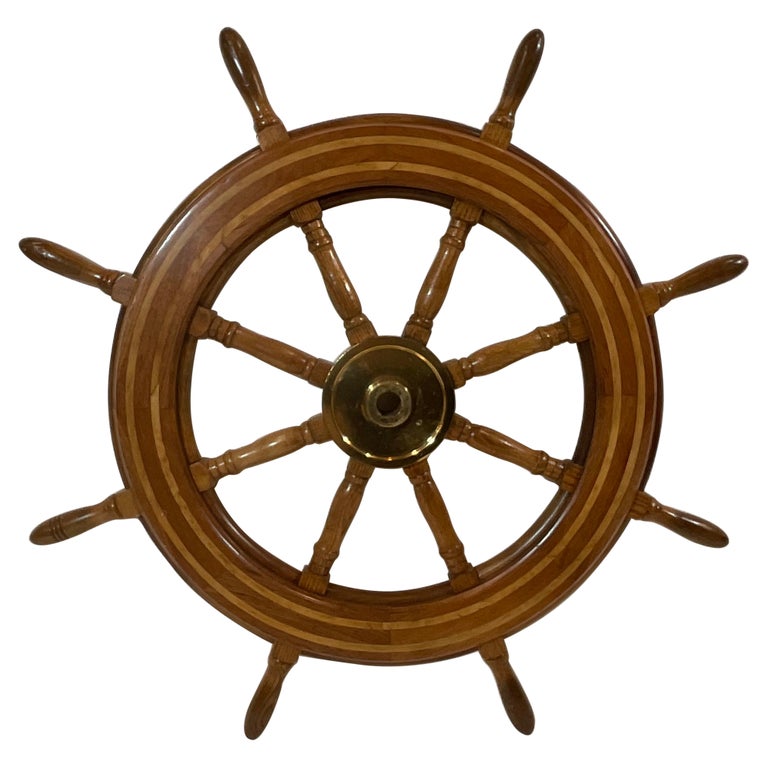 Ships Wheel with Brass Hub and Inlay For Sale at 1stDibs