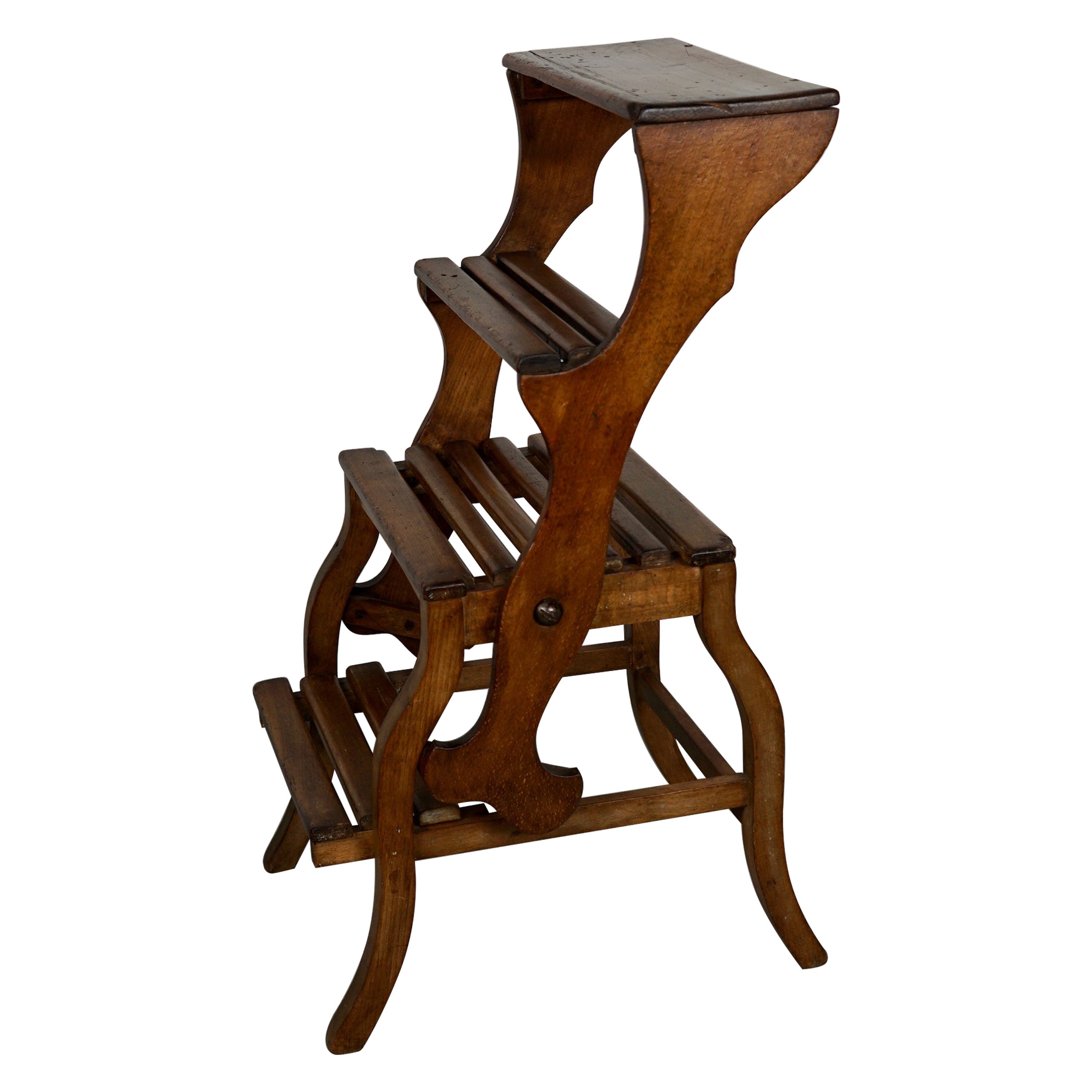 Stunning Antique Victorian 1880 English Oak Library Steps Metamorphic ...