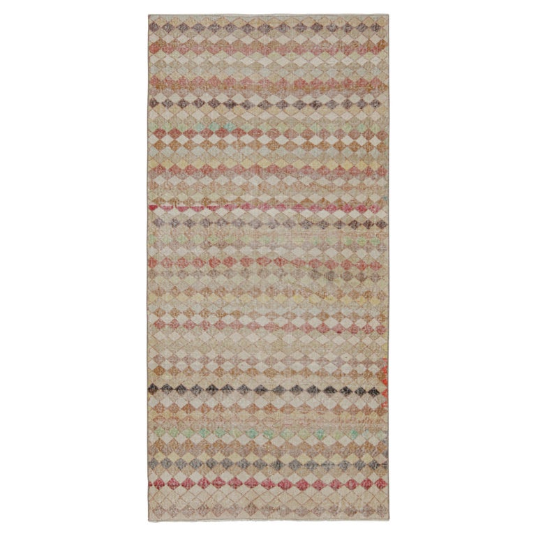 Vintage Zeki Müren Rug in Polychromatic Geometric Pattern by Rug and ...