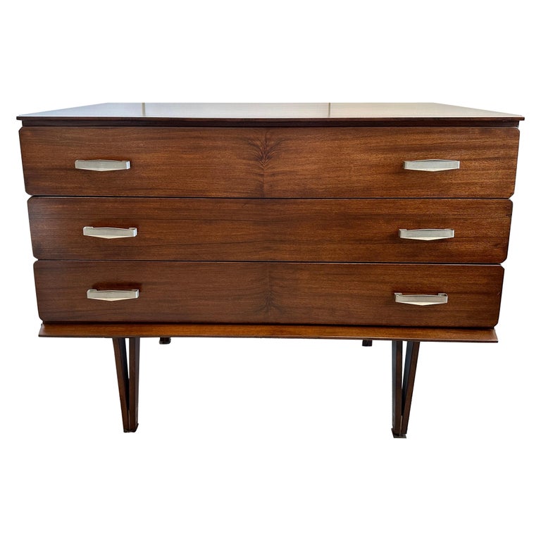 Vintage Italian Commode with Brass Accents in the Manner of Gio Ponti ...