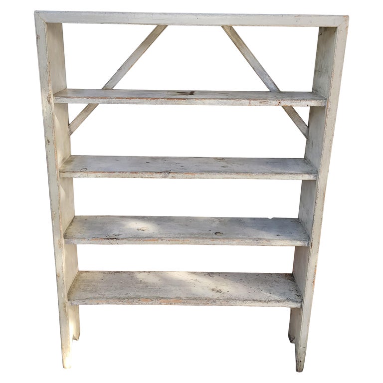 Early 19th C Original Grey Painted Shelf For Sale at 1stDibs