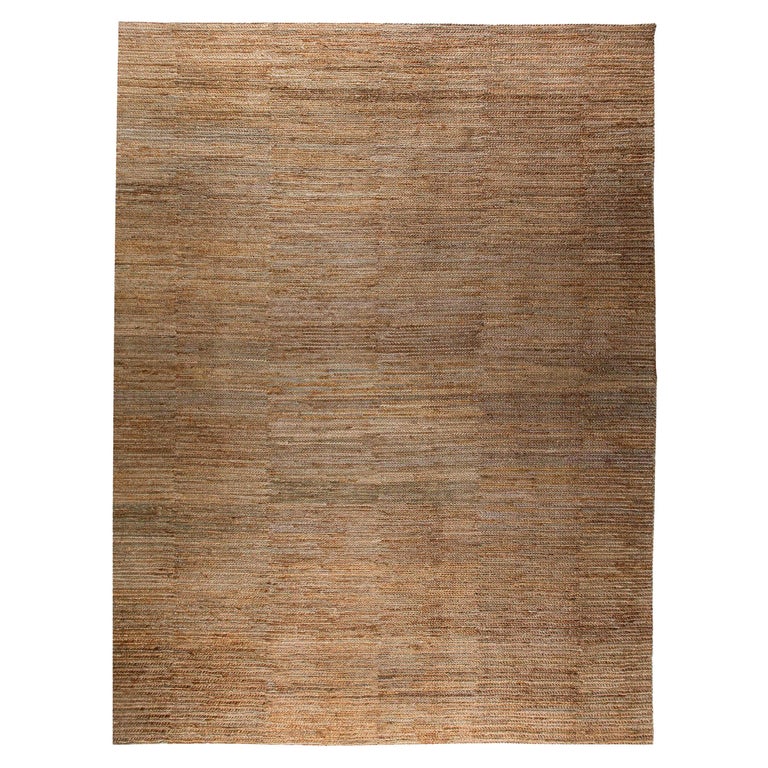 Oversized Modern Rustic Gold and Pale Silver Hemp Rug by Doris Leslie ...