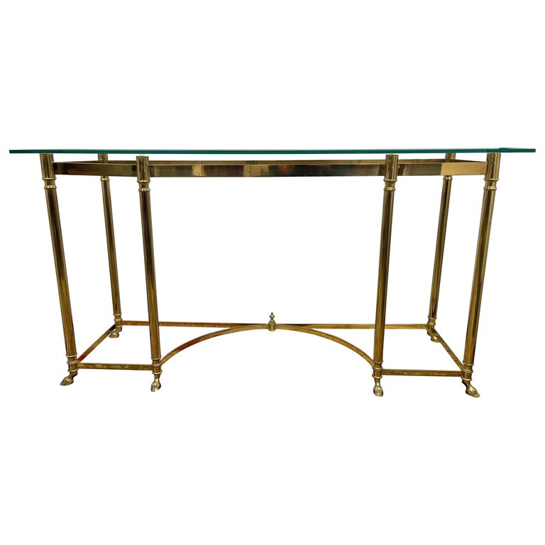Maison Jansen Mid Century Modern Brass and Glass Console Table Made in ...