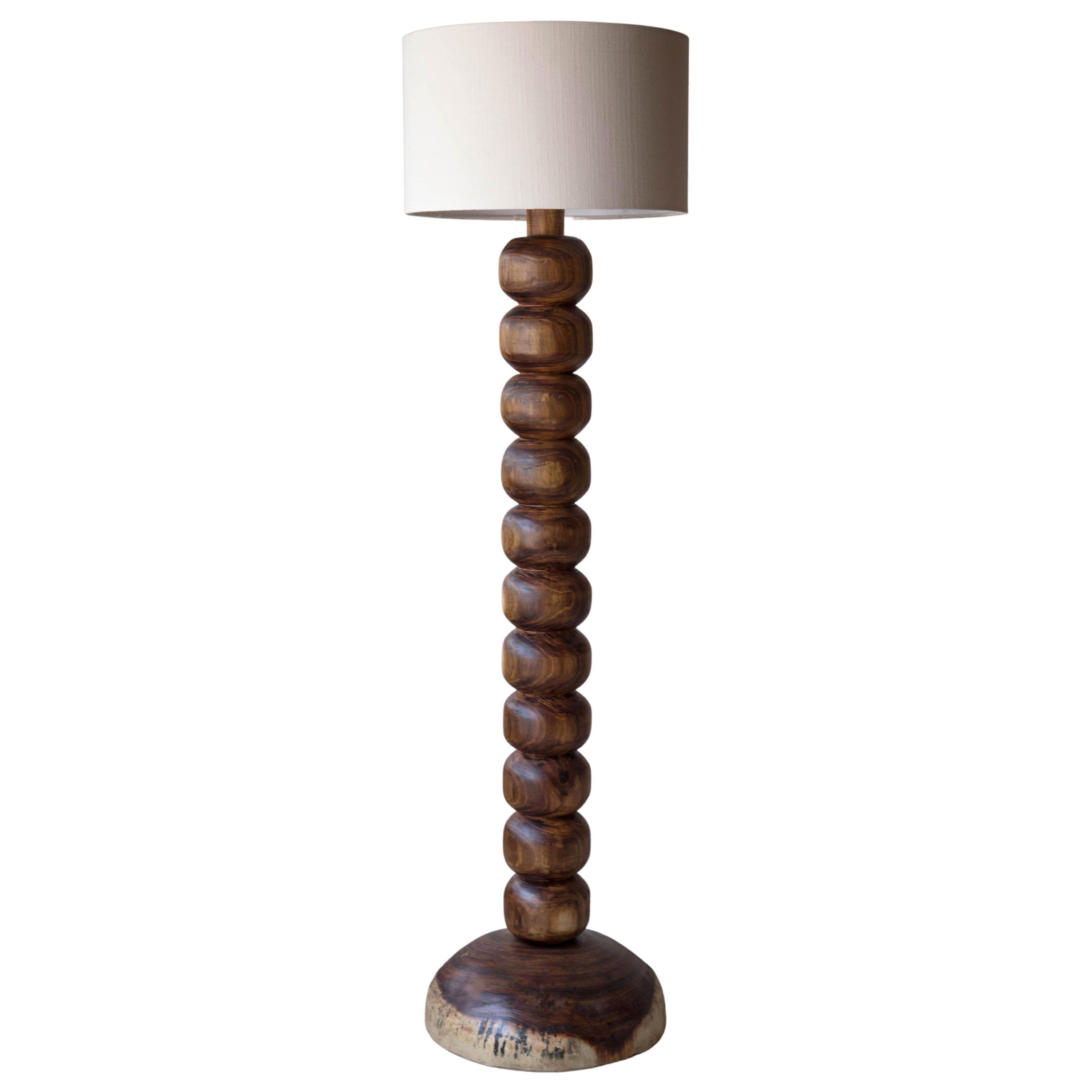 Natural Jabin Wood Floor Lamp with Linen Screen by Daniel Orozco For Sale at 1stDibs