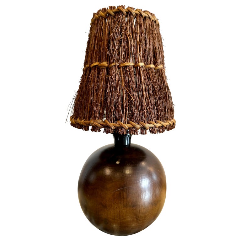 Mid-Century Scandinavian Teak Wood Globe Table Lamp For Sale at 1stDibs