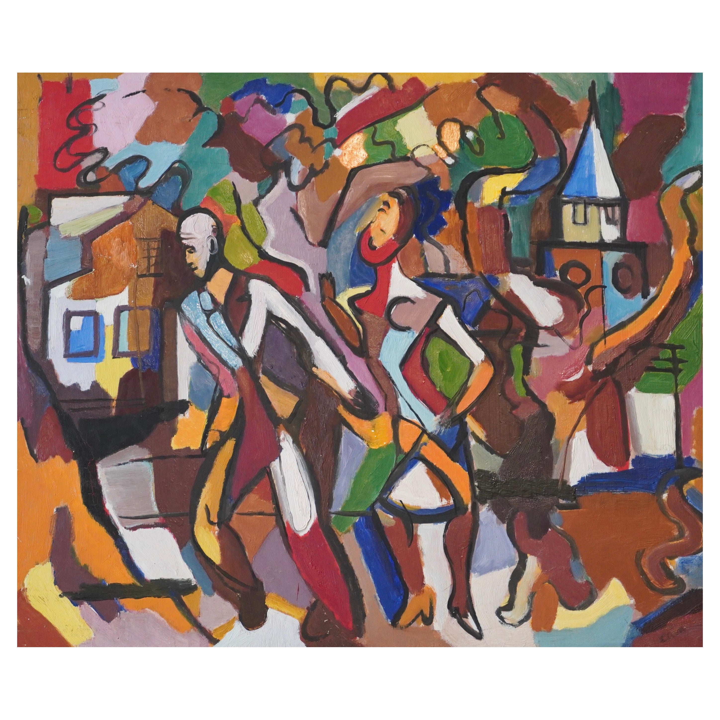 Joseph Lambert Cain (1904-2003) Figurative Abstract of Dancers ...