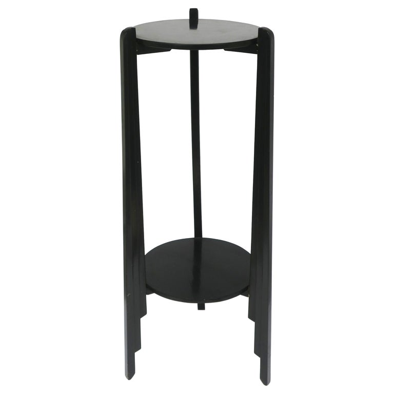 Black Art Deco Column Pedestal Pillar Stand with Lower Shelf, 1 of 2 ...