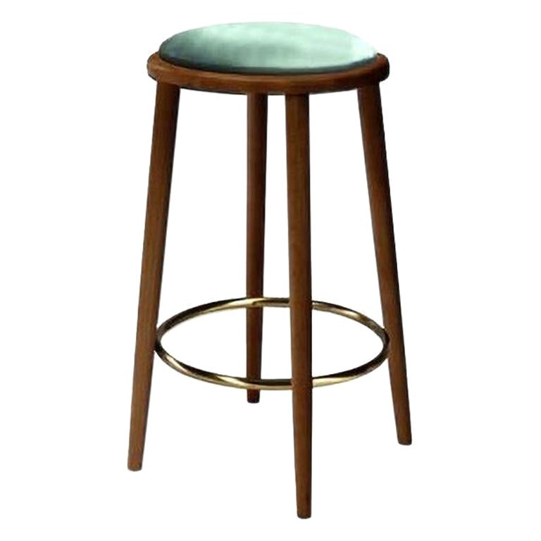 Luc Counter Stool with Beech Ash-056-1 and Teal For Sale at 1stDibs