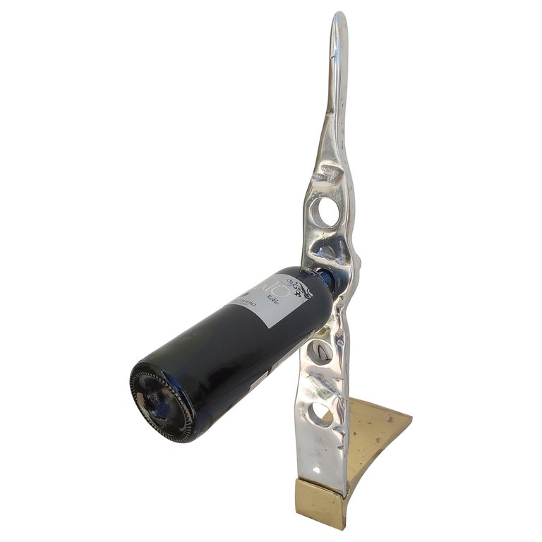 Bottle Rack for 4 Bottles Sand Cast Solid Brass and Aluminium Handmade ...